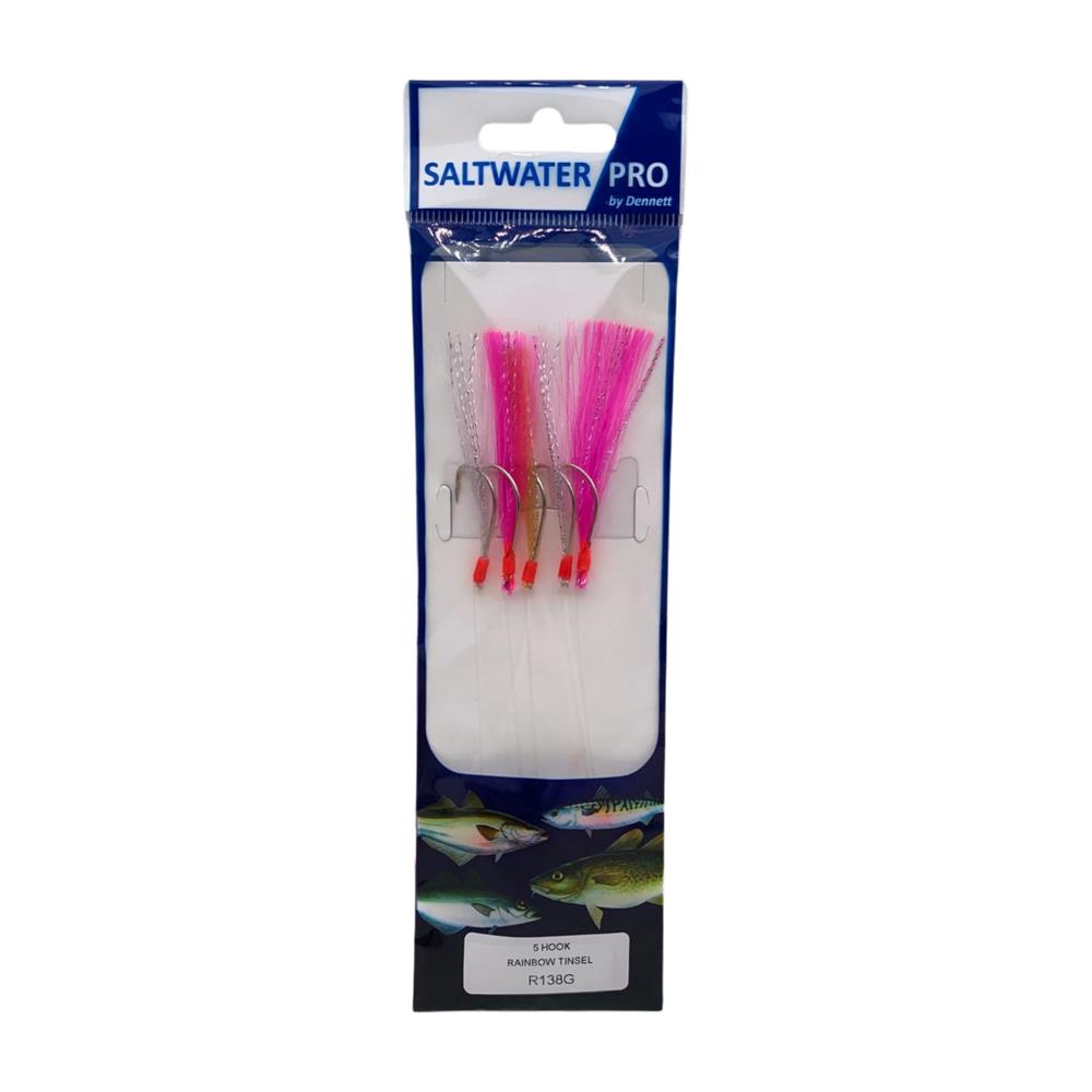 DENNETT SALTWATER PRO RAINBOW TINSEL RIG 5 HOOK |Mooney Boats Shop ...