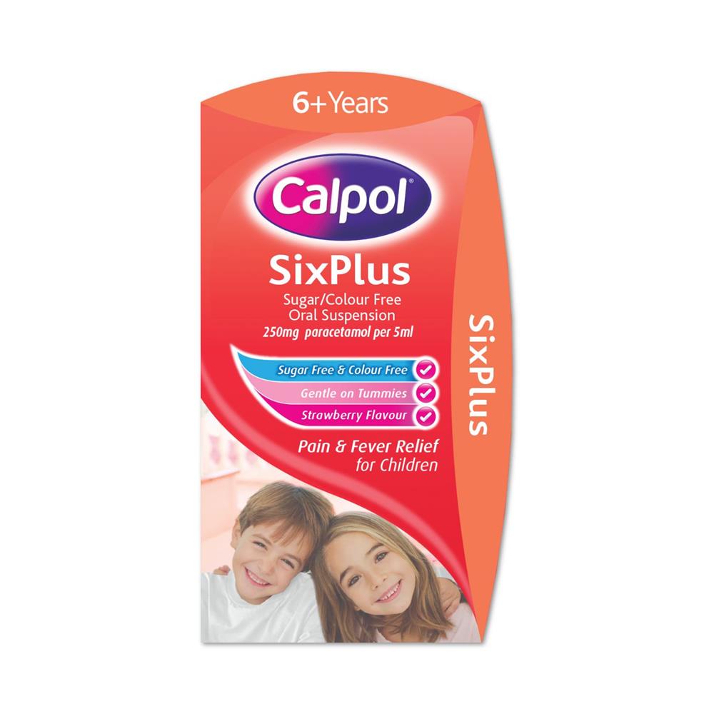 Calpol Six Plus Sugar Free Colour Free 60ml | Dowlings Pharmacy for all ...