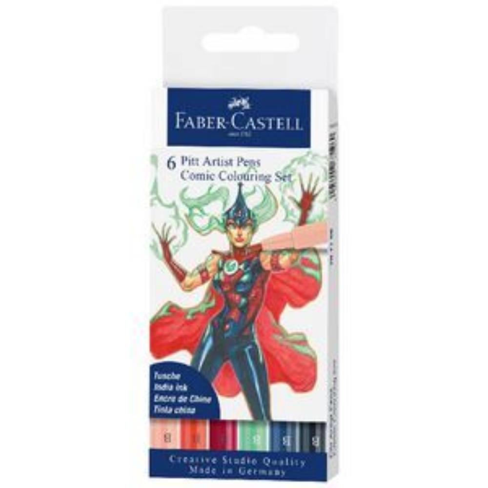 Faber Castell Pitt Artist Pens Comic Colouring Set | Set Of 6 ...