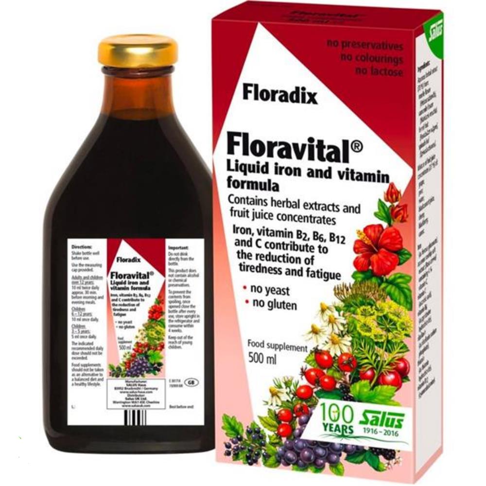 Salus Floravital Liquid Iron & Vitamin Vegan Formula 500ml | Nourish.ie ...
