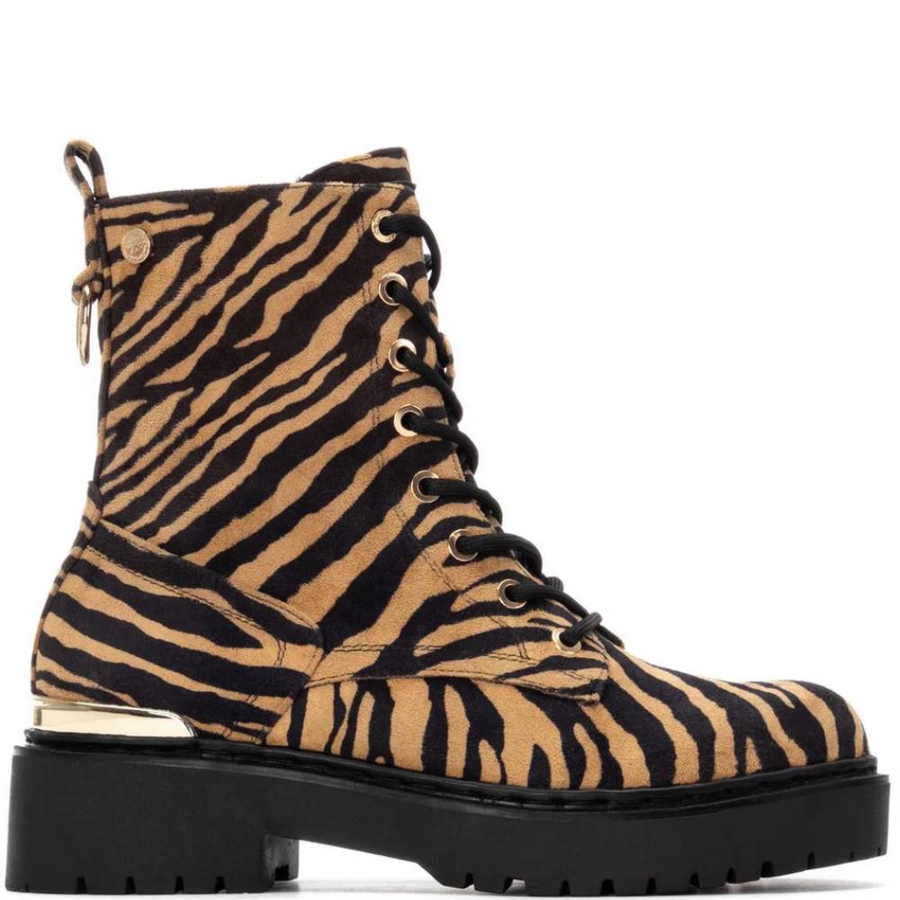 XTI WOMENS ANIMAL PRINT ZIP LACE BOOT - ZEBRA | Paul Byron Shoes | Ireland
