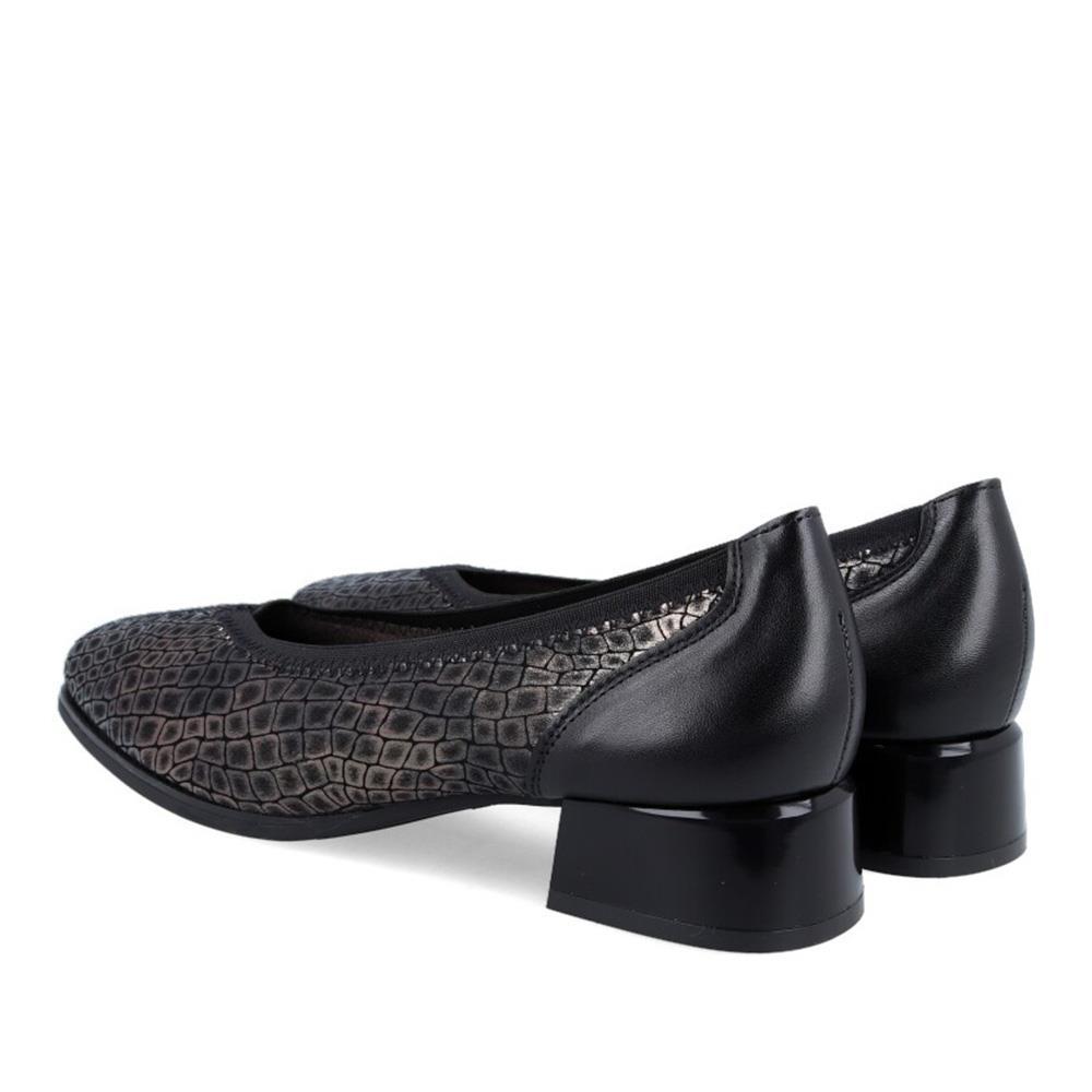 PITILLOS WOMENS BLOCK HEEL COURT SHOE - BLACK | Paul Byron Shoes | Ireland