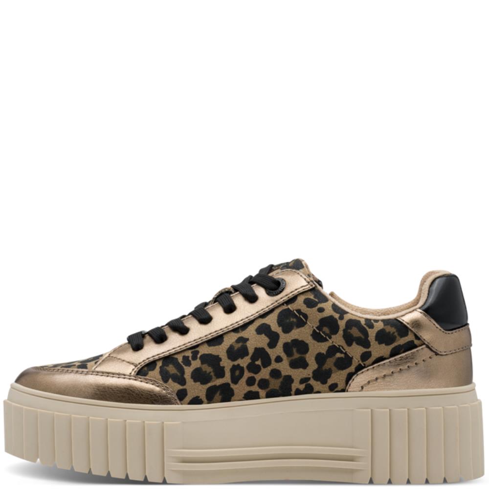 MARCO TOZZI WOMENS ANIMAL PRINT TRAINER - DUNE GOLD | Paul Byron Shoes ...