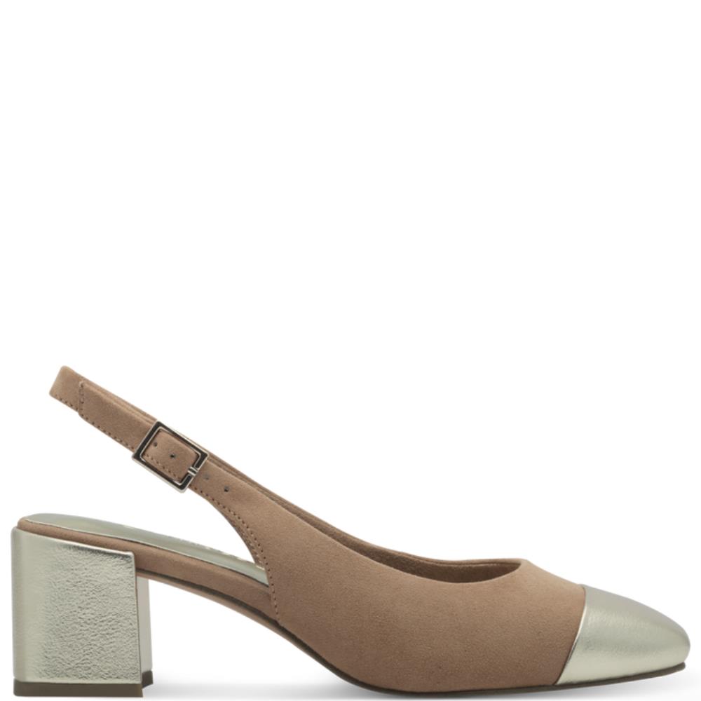 MARCO TOZZI WOMENS SLING BACK COURT - NOUGAT SUEDE | Paul Byron Shoes ...