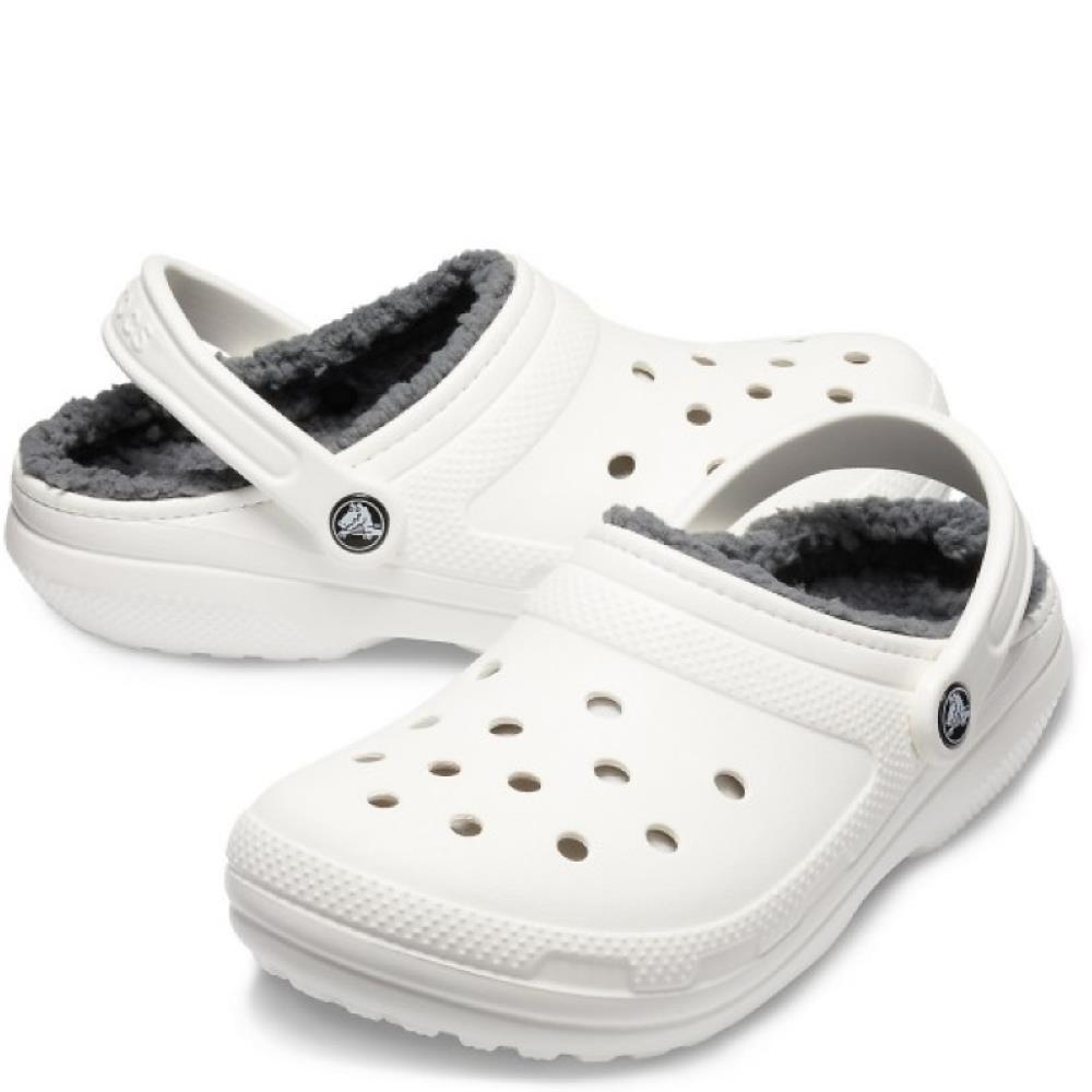 CROCS WOMENS CLASSIC LINED CLOG - WHITE GREY | Paul Byron Shoes | Ireland