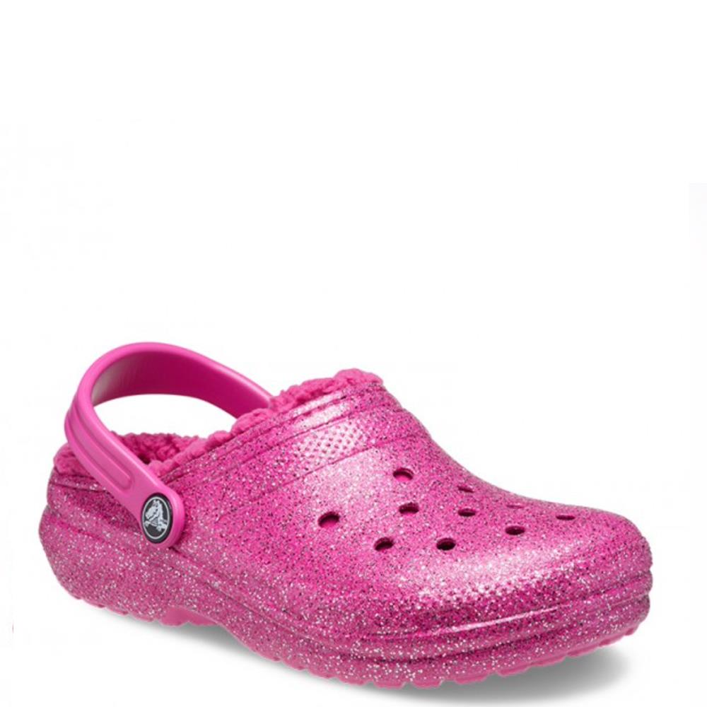 CROCS GIRLS CLASSIC LINED GLITTER CLOG - FUCHSIA | Paul Byron Shoes ...