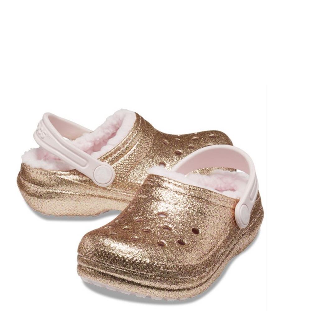 CROCS GIRLS CLASSIC LINED GLITTER CLOG - GOLD | Paul Byron Shoes | Ireland