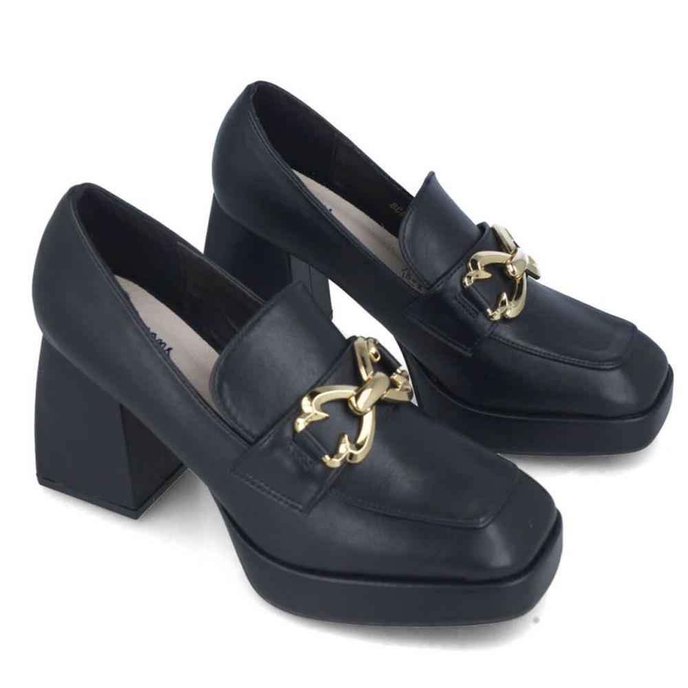 MENBUR WOMENS CHAIN PLATFORM LOAFER - BLACK | Paul Byron Shoes | Ireland