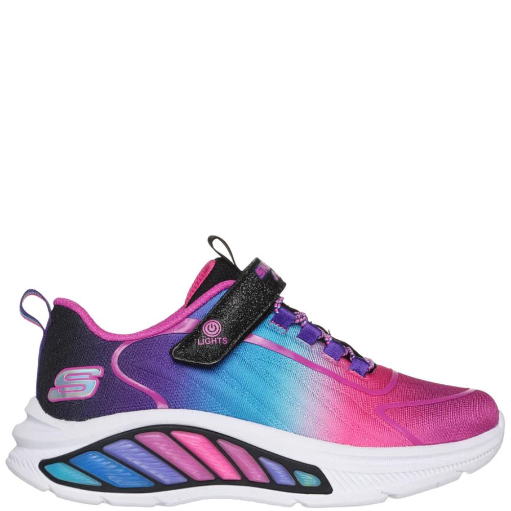 SKECHERS GIRLS RAINBOW LIGHTS TRAINER - BLACK MULTI | Paul Byron Shoes ...