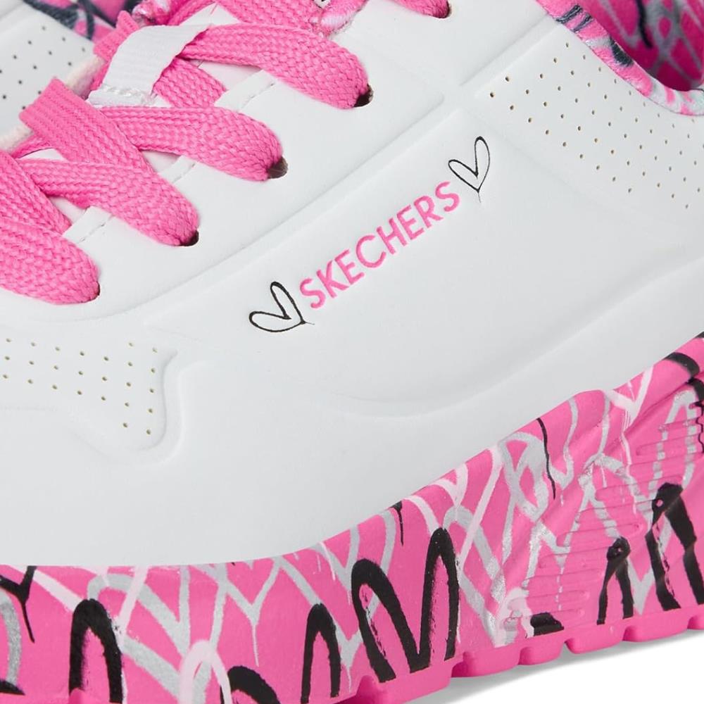 SKECHERS GIRLS UNO LITE LACE TRAINER - WHITE PINK | Paul Byron Shoes ...