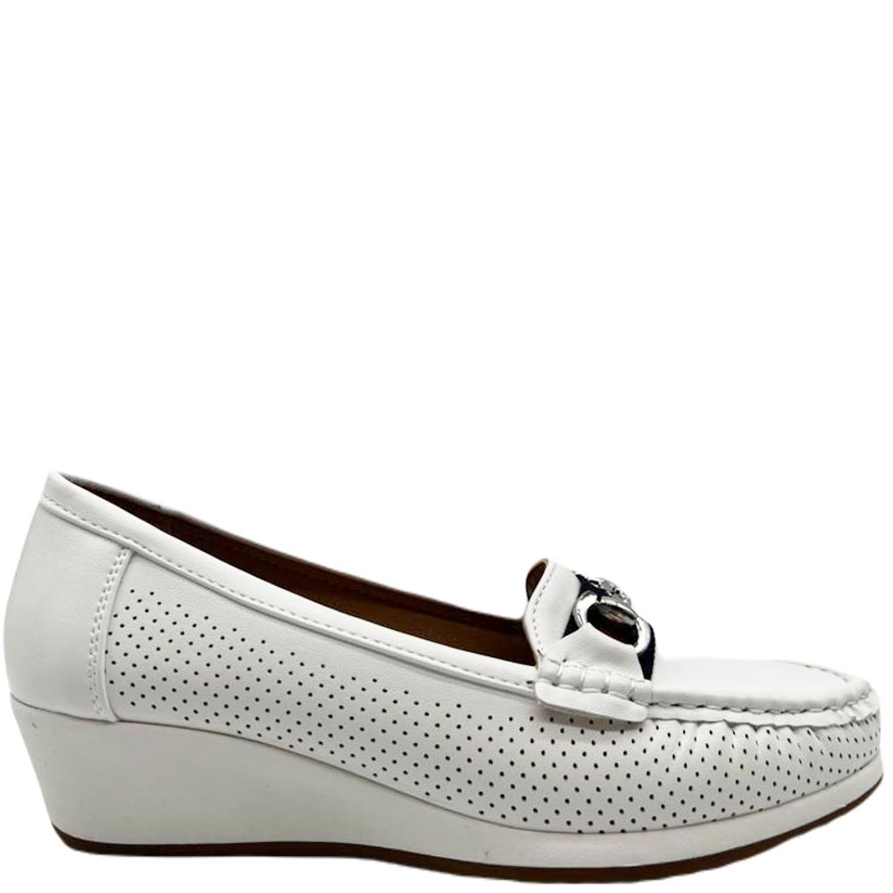 REDZ WOMENS WEDGE CHAIN LOAFER - WHITE | Paul Byron Shoes | Ireland