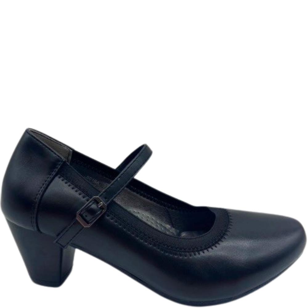 NINE TO FIVE LDS STRAP COURT SHOE - BLACK LEATHER | Paul Byron Shoes ...