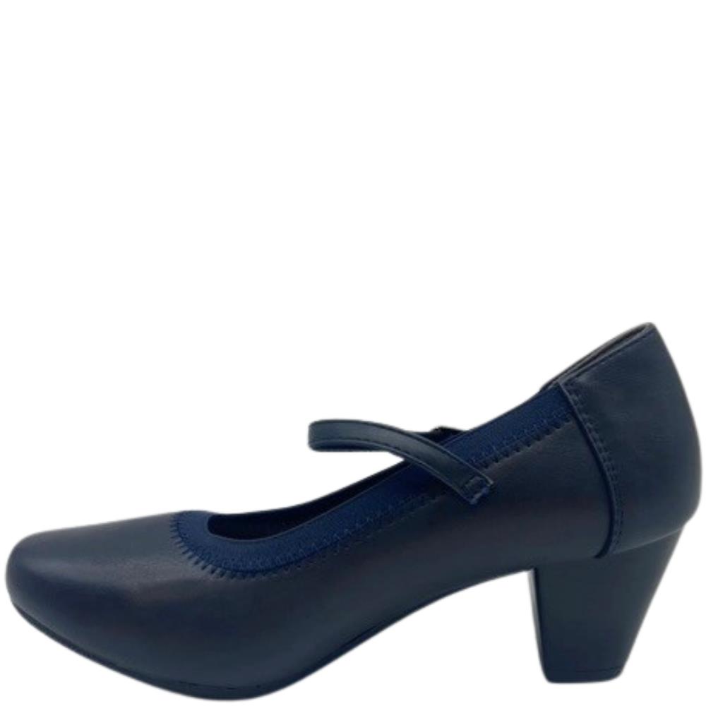 NINE TO FIVE LDS STRAP COURT SHOE - NAVY LEATHER | Paul Byron Shoes ...