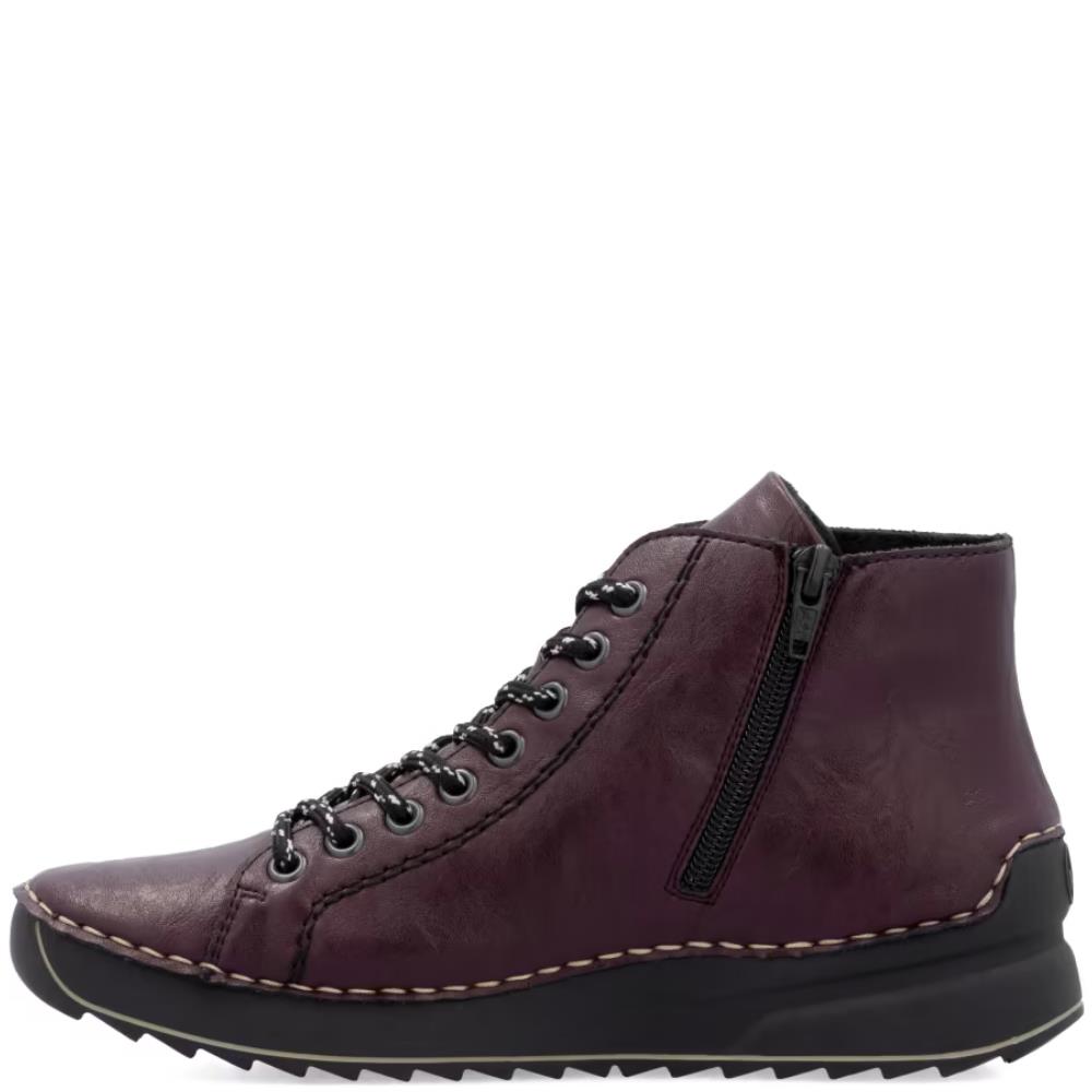 RIEKER WOMENS ZIP LACE ANKLE BOOT - RED | Paul Byron Shoes | Ireland