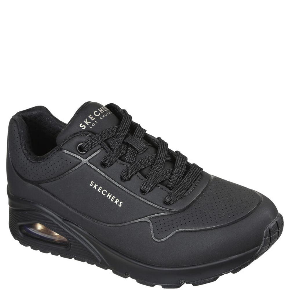 SKECHERS WOMENS UNO LACE TRAINER - ALL BLACK | Paul Byron Shoes | Ireland