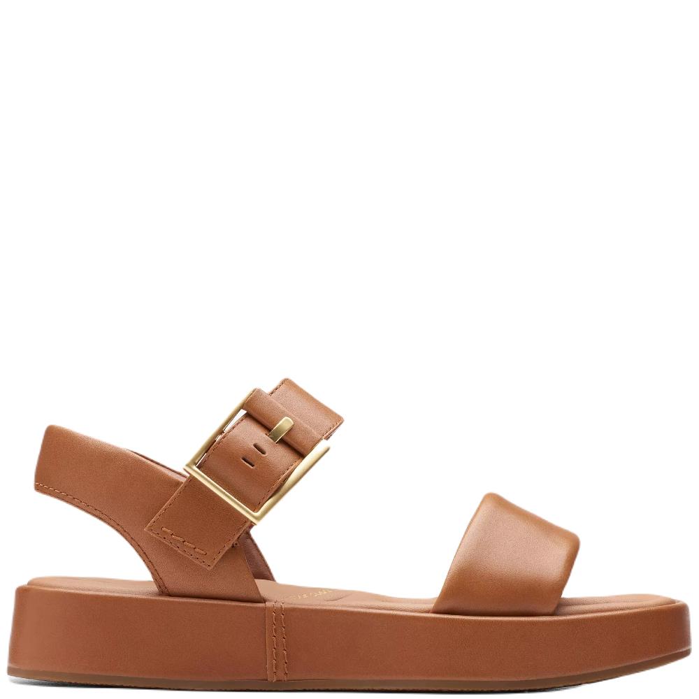 CLARKS WOMENS ANKLE STRAP SANDAL - TAN LEATHER | Paul Byron Shoes | Ireland