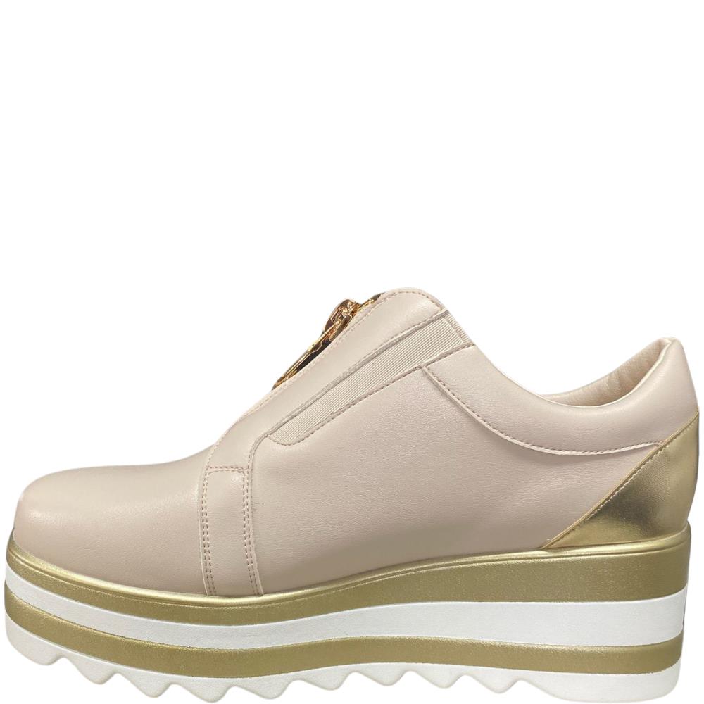 REDZ WOMENS WEDGE ZIP SHOE - BEIGE GOLD | Paul Byron Shoes | Ireland