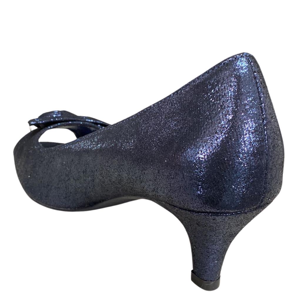 COCO RITA WOMENS LOW HEEL COURT SHOE - NAVY METALLIC | Paul Byron Shoes ...