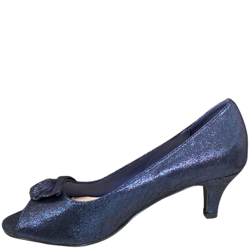 COCO RITA WOMENS LOW HEEL COURT SHOE - NAVY METALLIC | Paul Byron Shoes ...