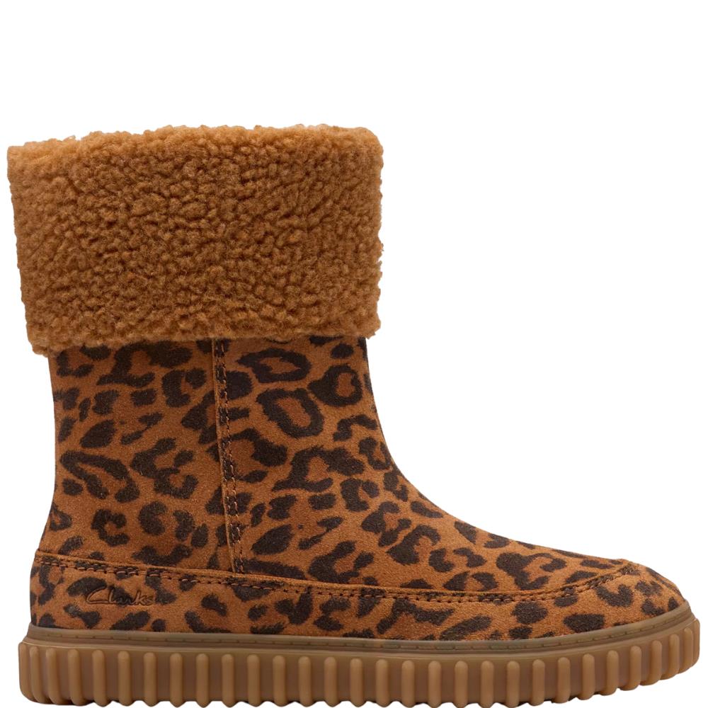 CLARKS GIRLS ZIP BOOT - LEOPARD ANIMAL PRINT | Paul Byron Shoes | Ireland