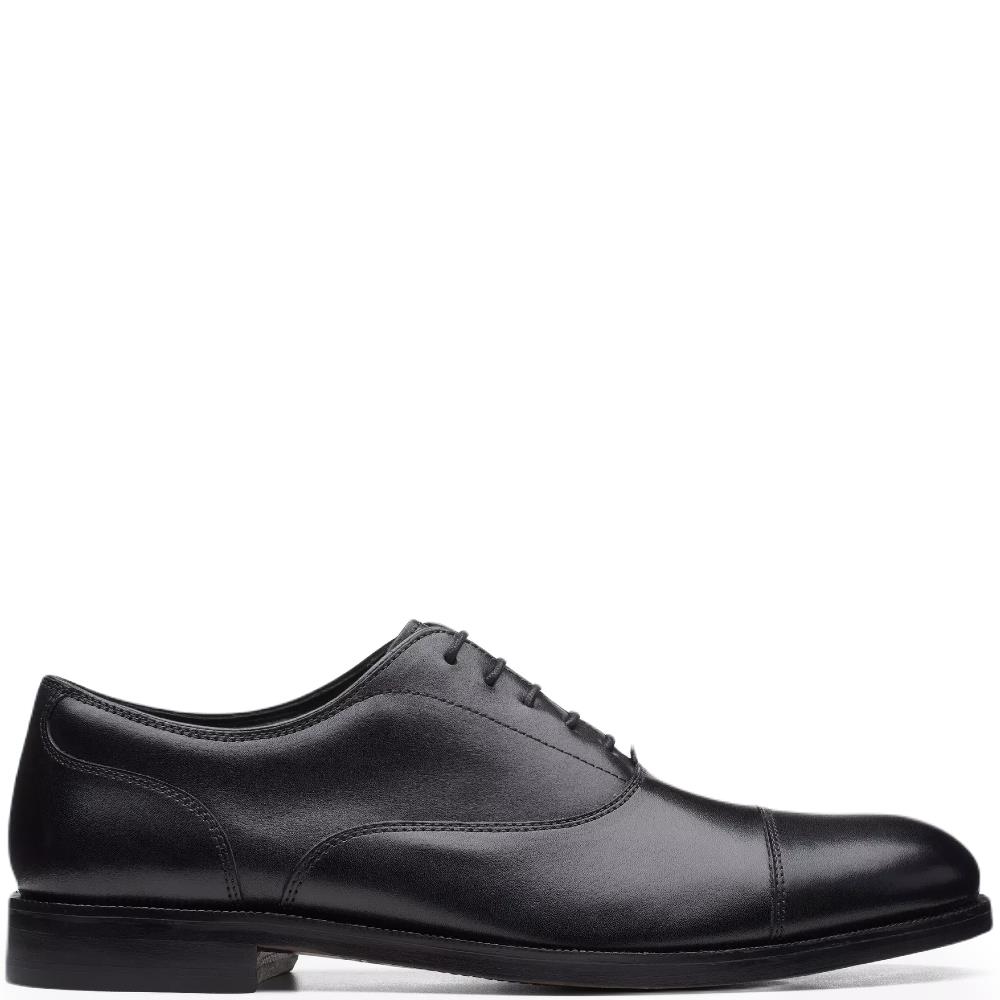 CLARKS MENS TOE CAP LACE DRESS SHOE - BLACK LEATHER | Paul Byron Shoes ...