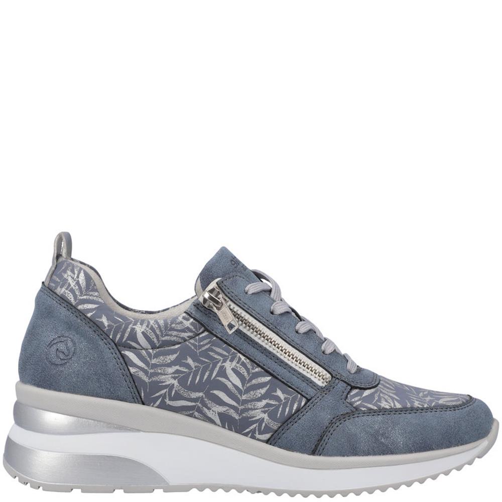 REMONTE WOMENS ZIP LACE TRAINER - BLUE MULTI | Paul Byron Shoes | Ireland