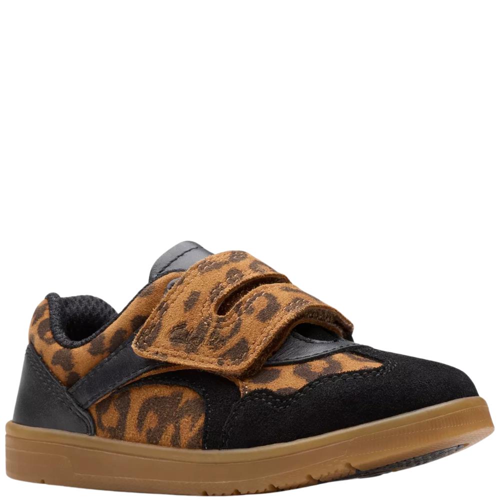 CLARKS KIDS STRAP TRAINER - LEOPARD ANIMAL PRINT | Paul Byron Shoes ...