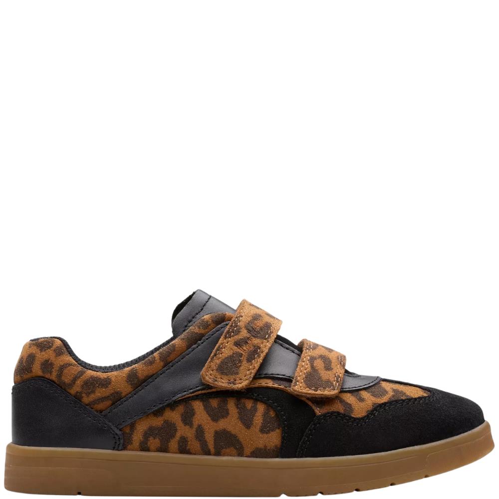 CLARKS KIDS STRAP TRAINER - LEOPARD ANIMAL PRINT | Paul Byron Shoes ...