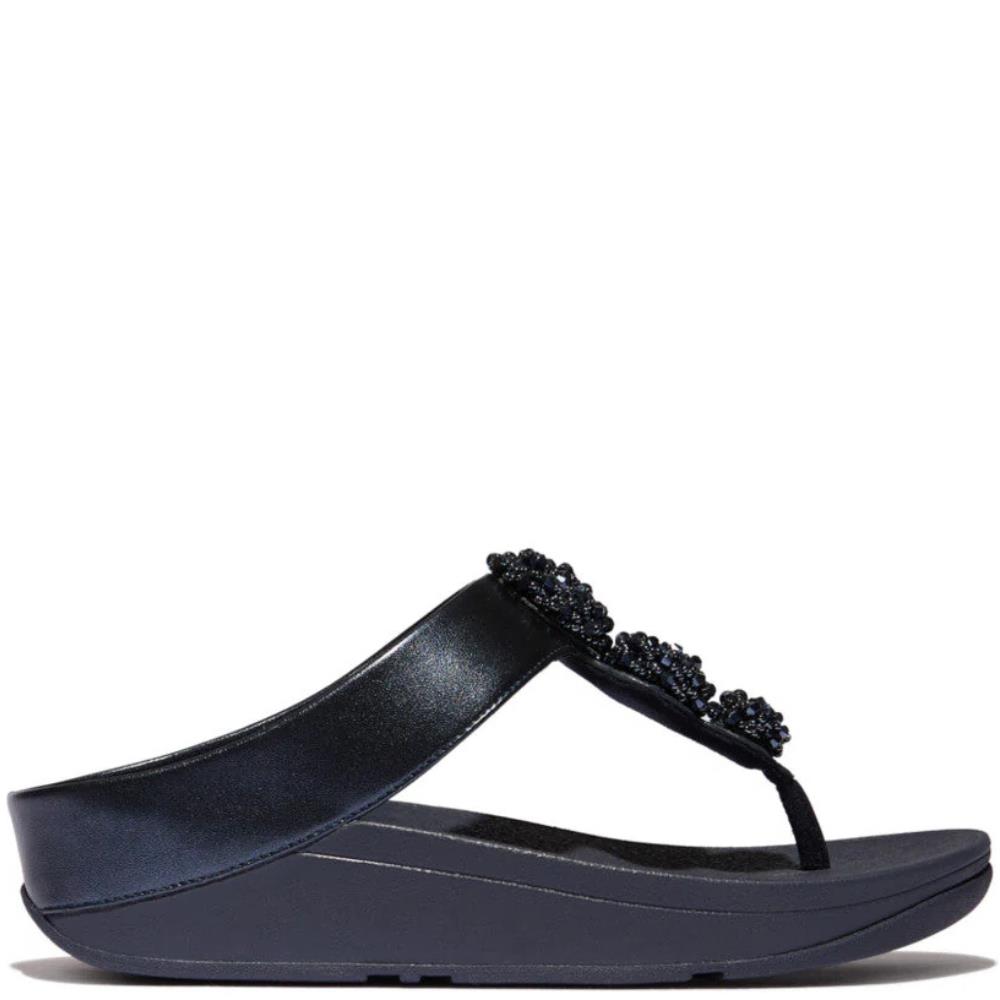 FIT FLOP WOMENS WEDGE TOE POST SANDAL - NAVY | Paul Byron Shoes | Ireland