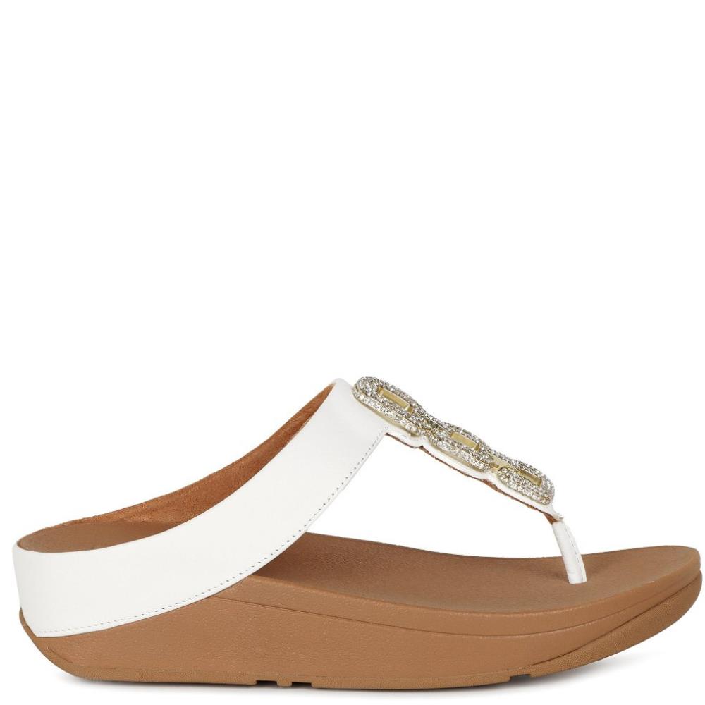 FIT FLOP WOMENS WEDGE TOE POST SANDAL - WHITE | Paul Byron Shoes | Ireland