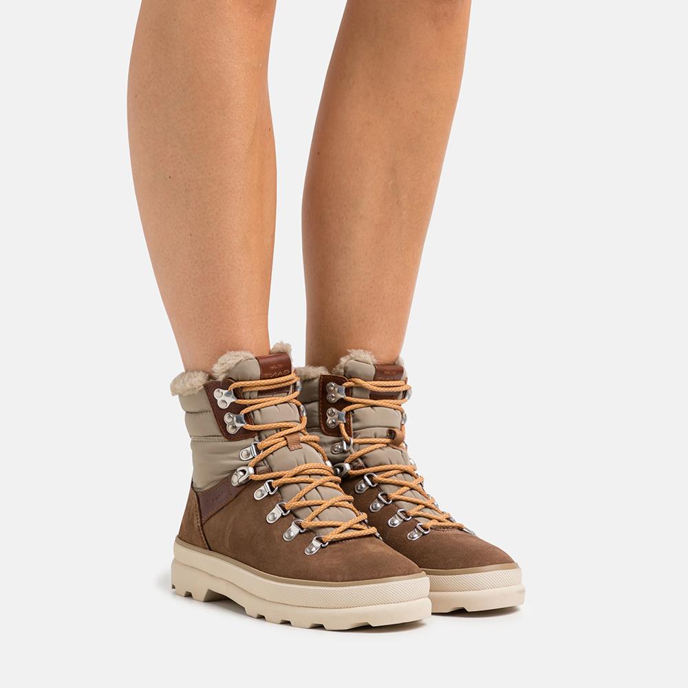 GANT WOMENS LACE ANKLE BOOT - KHAKI SUEDE | Paul Byron Shoes | Ireland