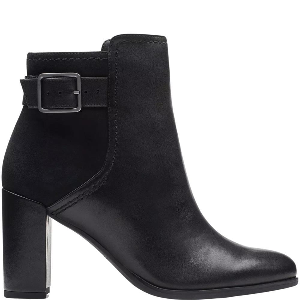 CLARKS WOMENS ZIP ANKLE BOOT - BLACK LEATHER | Paul Byron Shoes | Ireland