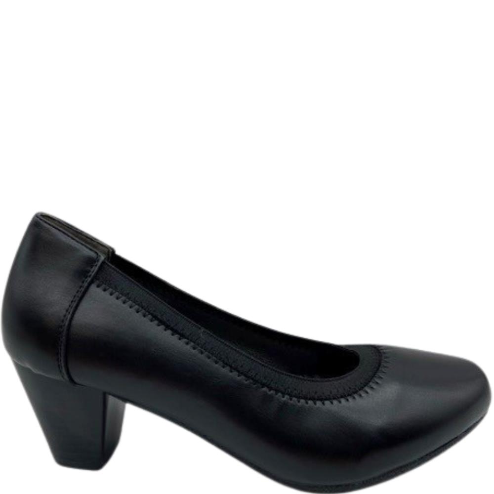 NINE TO FIVE MED HEEL COURT SHOE - BLACK LEATHER | Paul Byron Shoes ...