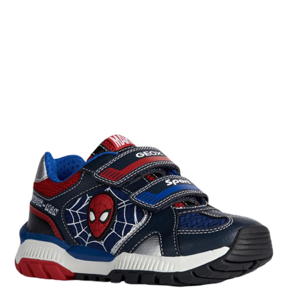 GEOX BOYS SPIDERMAN STRAP TRAINER - NAVY RED | Paul Byron Shoes | Ireland