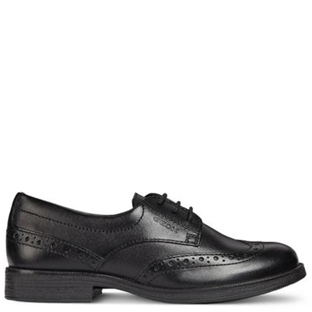 GEOX GIRLS LACE BROGUE SHOE - BLACK LEATHER | Paul Byron Shoes | Ireland