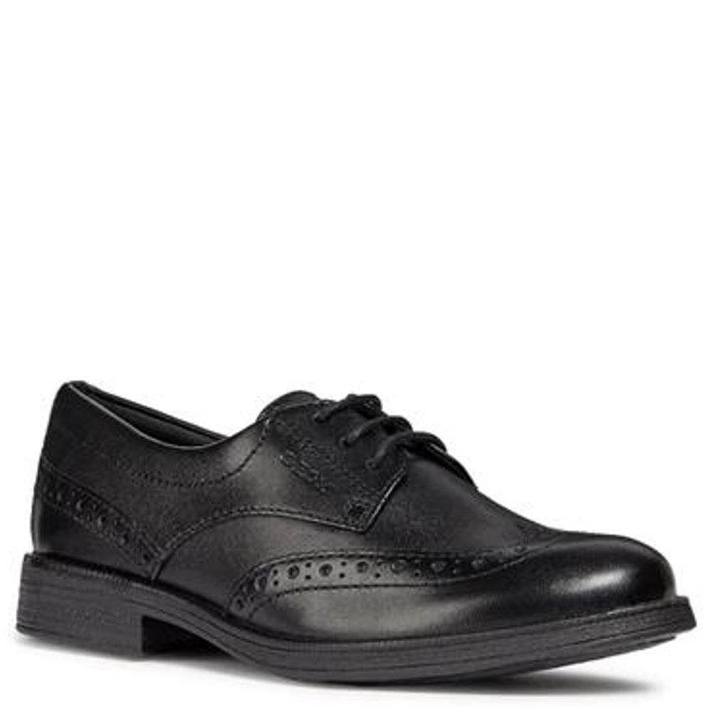 GEOX GIRLS LACE BROGUE SHOE - BLACK LEATHER | Paul Byron Shoes | Ireland
