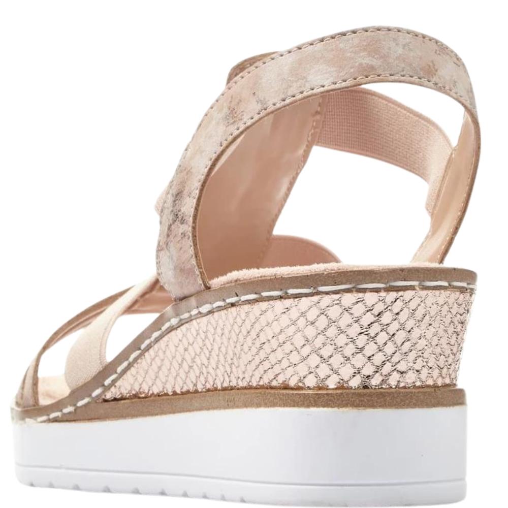 RIEKER WOMENS WEDGE STRAP SANDAL - ROSE | Paul Byron Shoes | Ireland
