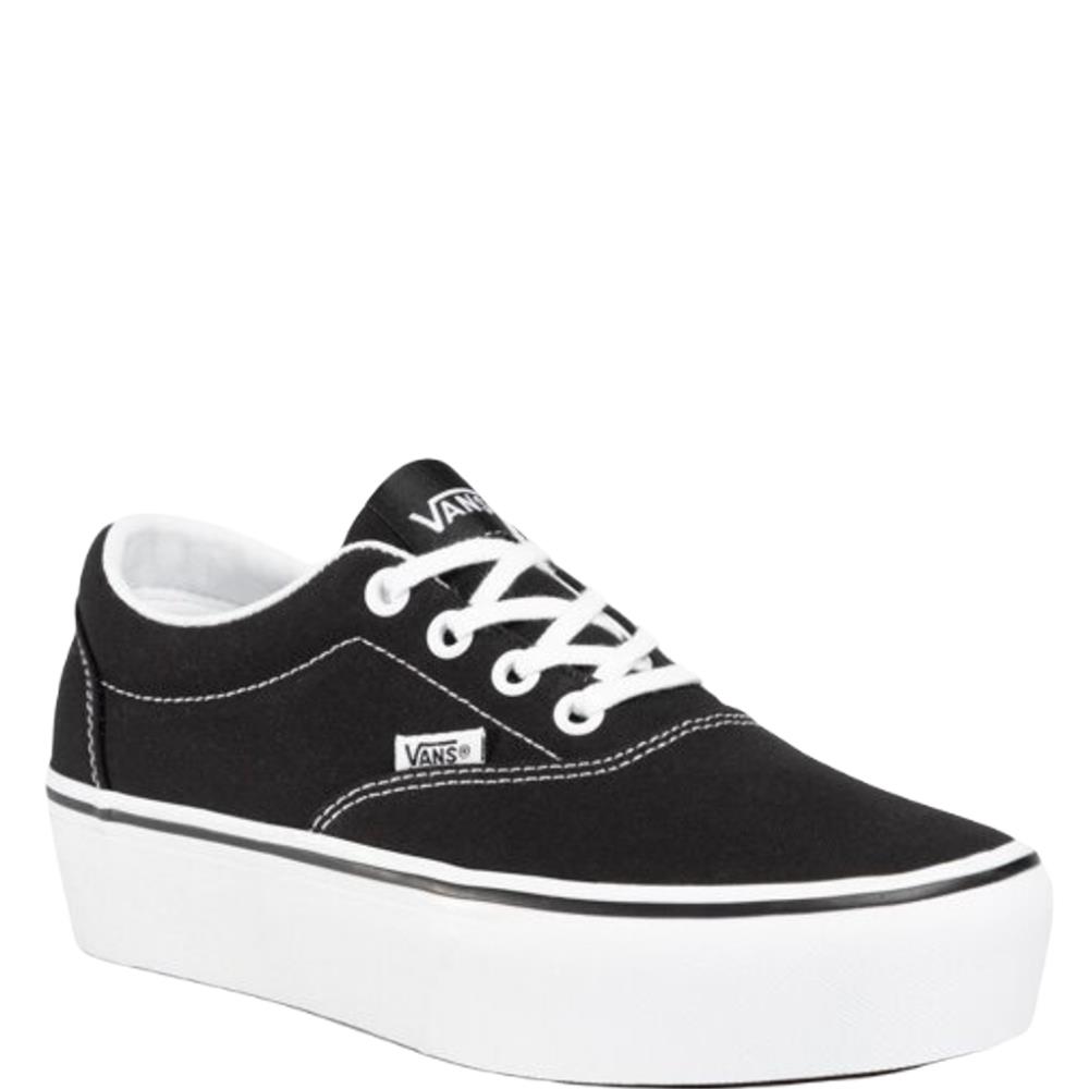 VANS WOMENS DOHENY PLATFORM LACE TRAINER - BLACK WHITE | Paul Byron ...