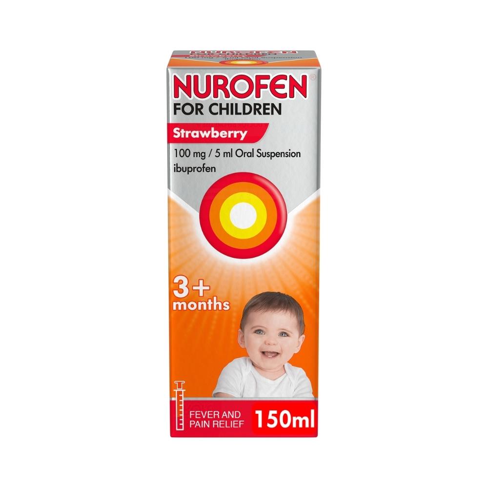Nurofen Children Oral Suspension Strawberry w/syringe 150ml