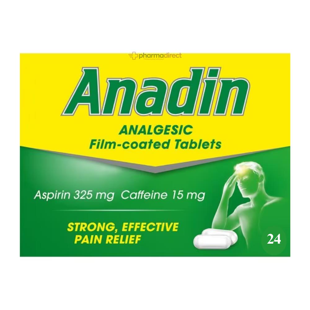 Anadin Asprin 325MG Caffine 15MG Tablets 24 Pack