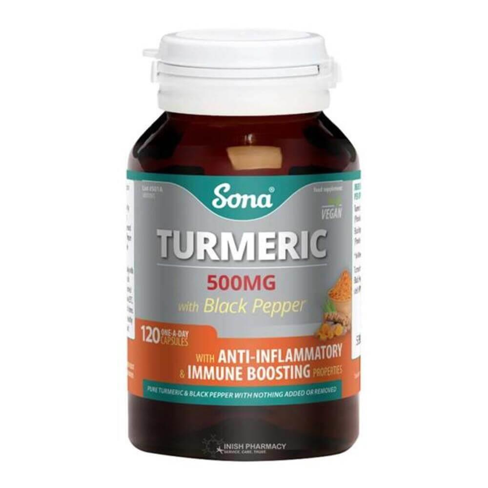 Sona Turmeric 500mg And Black Pepper 120s | Pharmadirect | Killarney ...