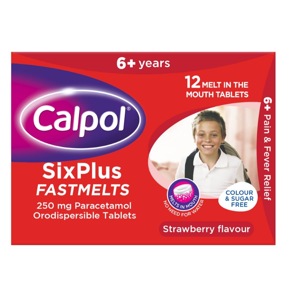 CALPOL SIXPLUS FASTMELTS 250MG 12 TABLETS | Molloys Pharmacy | Ireland