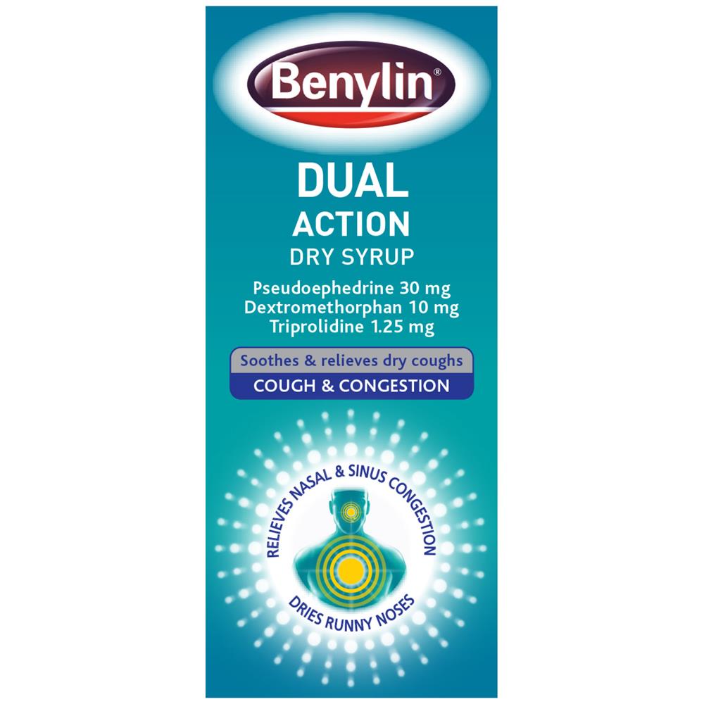 Benylin Dual Action Dry Syrup 100ml | Bluebell Pharmacy | Dublin | Ireland