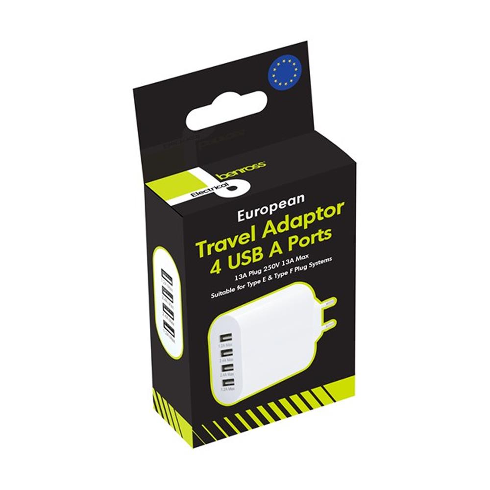 EUROPEAN 4 USB A PORTS MAINS CHARGER | CH Tralee | Ireland