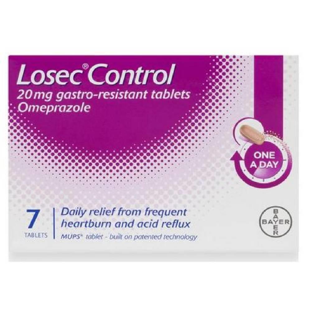 LOSEC CONTROLHEARTBURN AND ACID REFLUX RELIEF 20MG Omeprazole 7 tablets ...