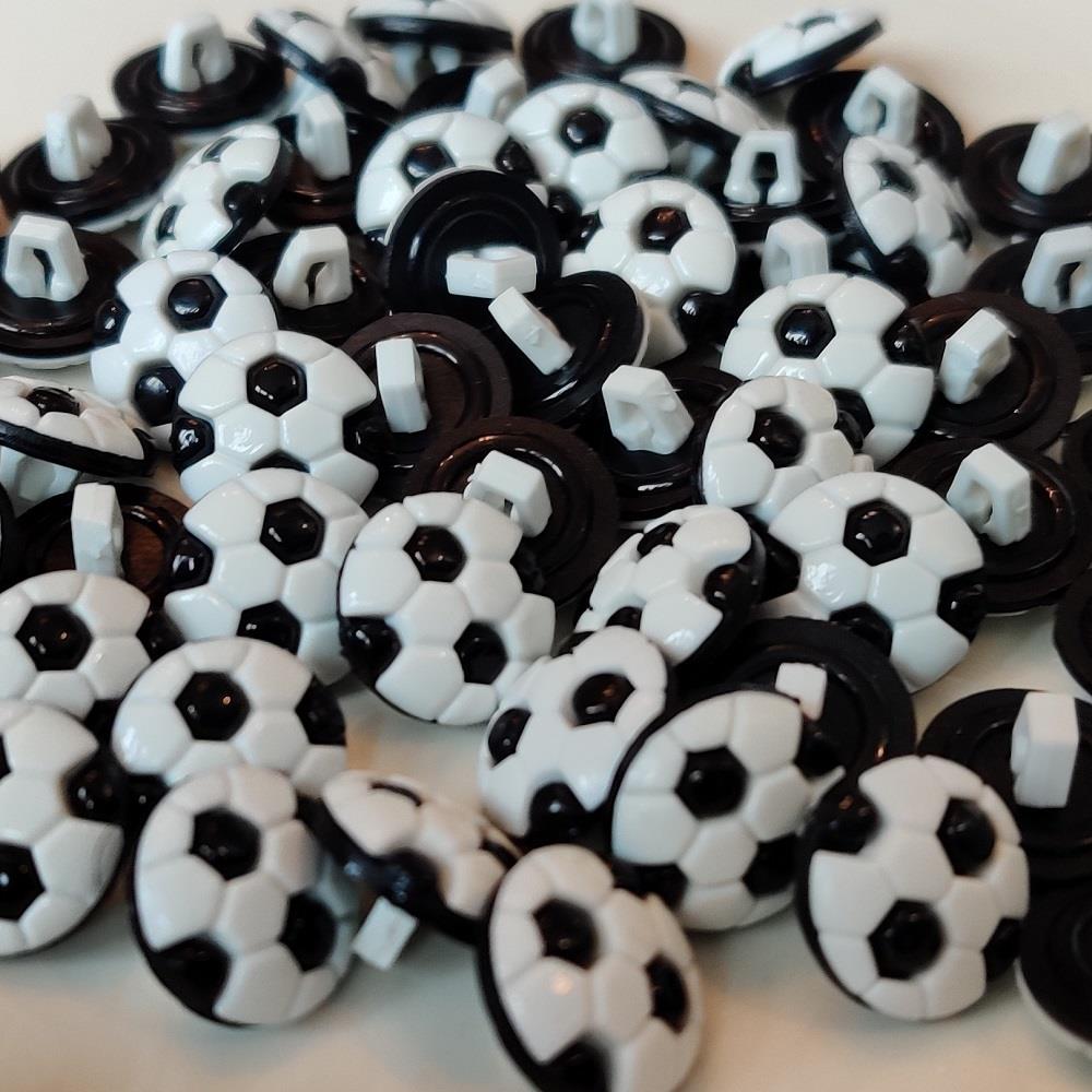1 x Football Button (13mm) Black & White | Springwools.com | Ireland