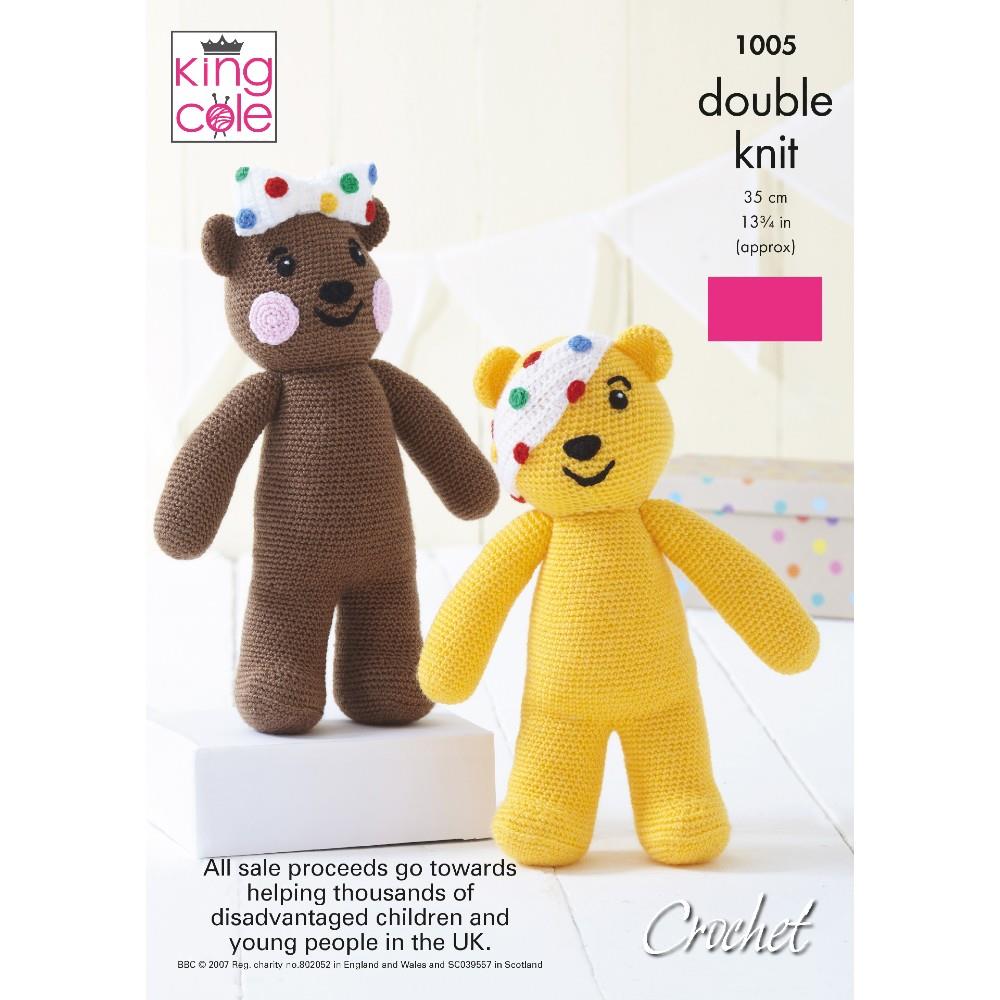 King Cole Pattern #1005 Crochet Pudsey & Blush Bears in Double Knitting