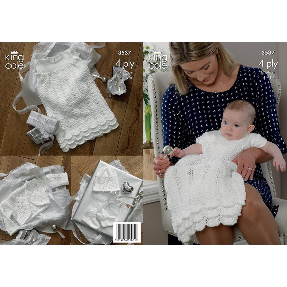 King Cole Pattern 3537 Knit Christening Outfit in 4ply | Springwools ...