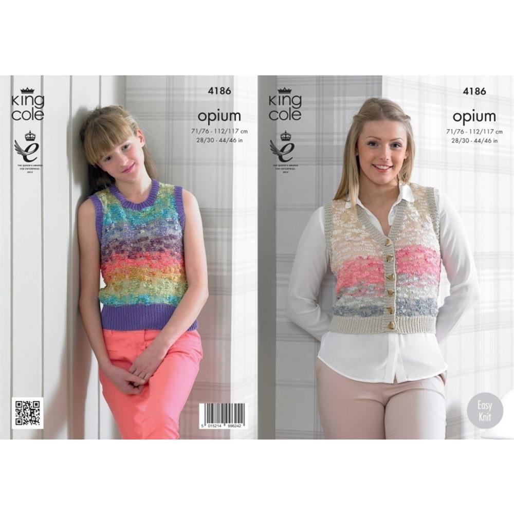 King Cole Pattern #4186 Waistcoat & Slipover in Opium