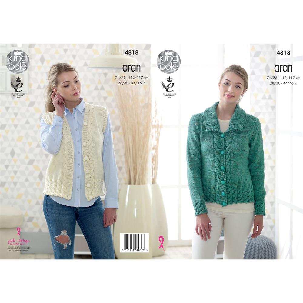 King Cole Pattern #4818 Jacket & Waistcoat in Fashion Aran